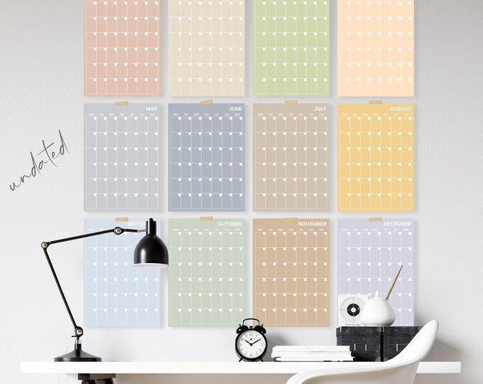 Large Monthly Wall Planner A4, 2024 Wall Calendar, Pastel Wall Planner ...