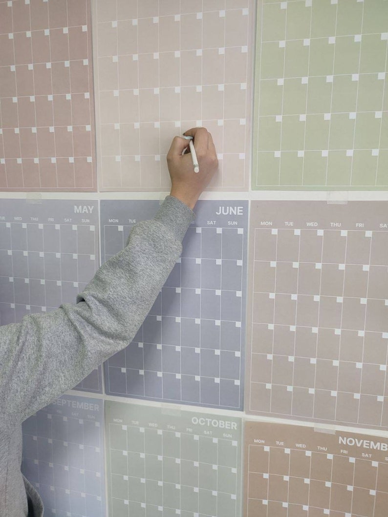 Large Monthly Wall Planner A4, 2024 Wall Calendar, Pastel Wall Planner ...