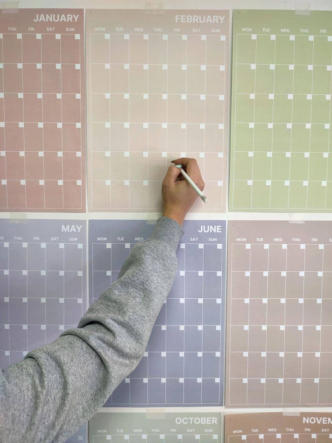 Large Monthly Wall Planner A4, 2024 Wall Calendar, Pastel Wall Planner ...