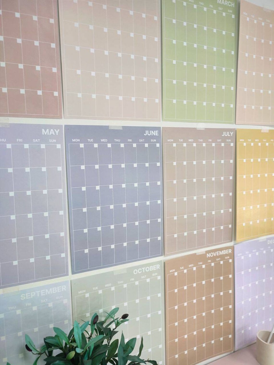Large Monthly Wall Planner A4, 2024 Wall Calendar, Pastel Wall Planner ...