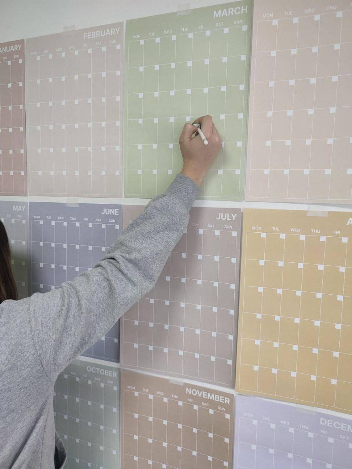 Large Monthly Wall Planner A4, 2024 Wall Calendar, Pastel Wall Planner ...