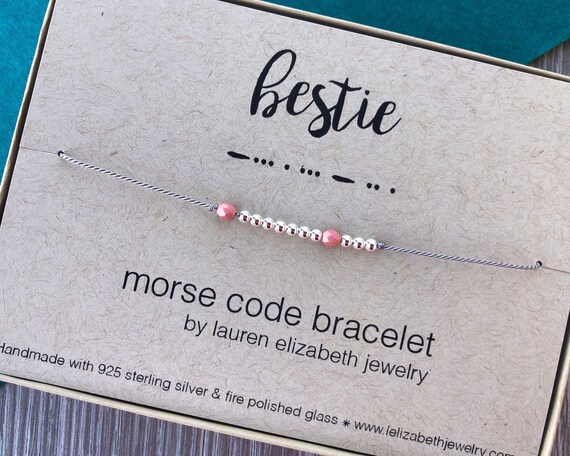 Best Friend Gift Custom Morse Code Bracelet Bestie | Etsy