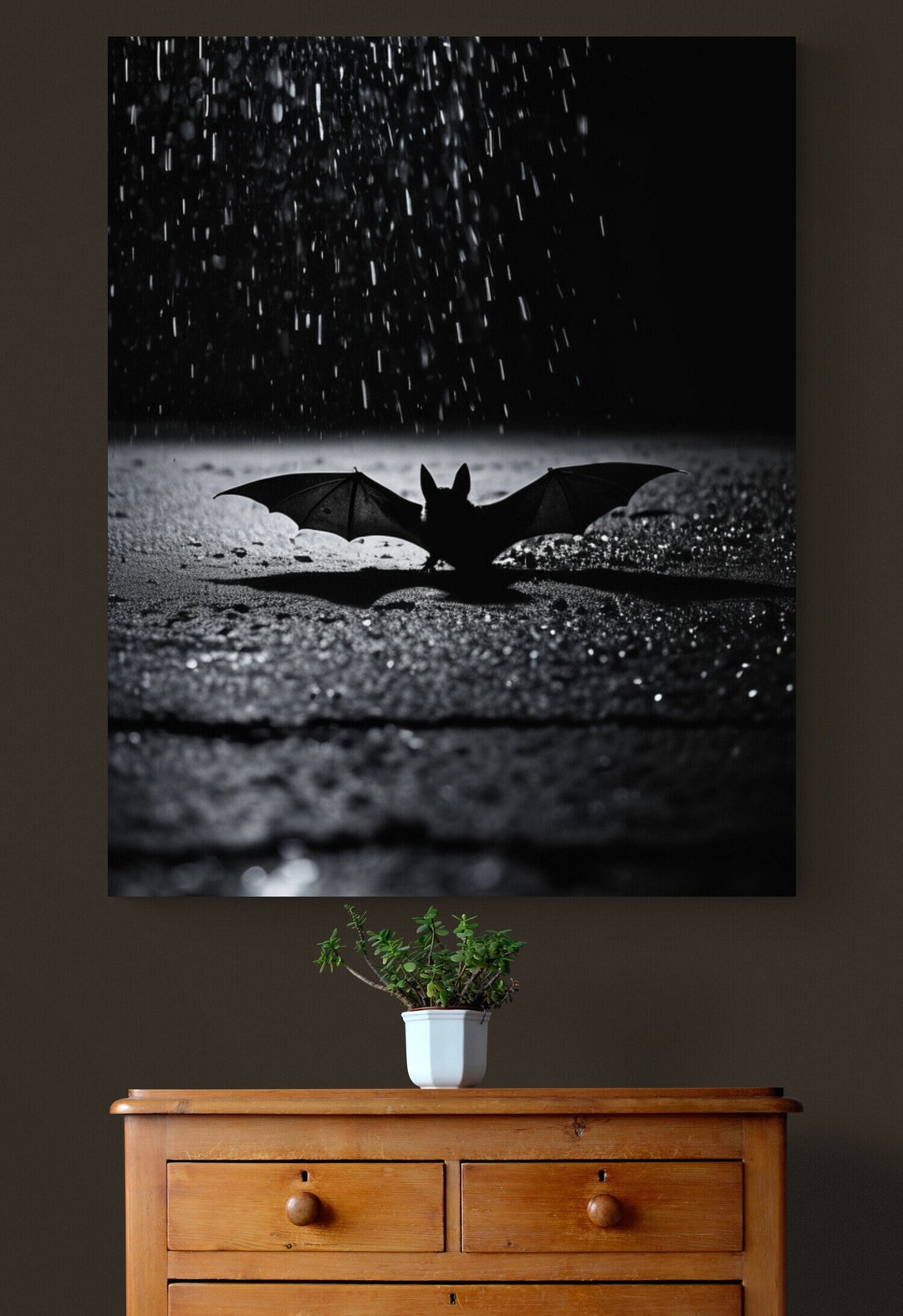 Bat in a Dark Empty Lot in the Cold Rain on the Cold Wet Concrete, Bat ...