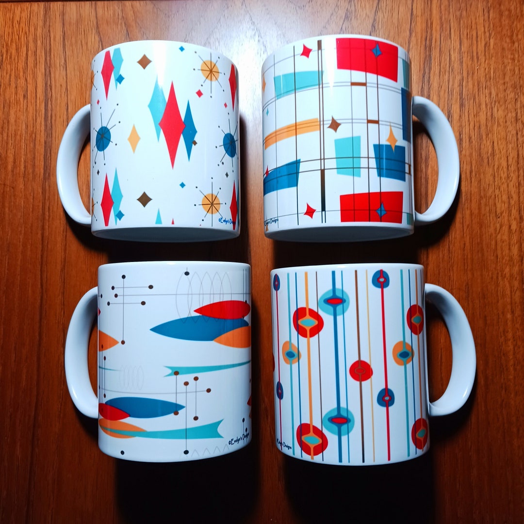 Mid-century Modern Mugs - Different Patterns! - Etsy