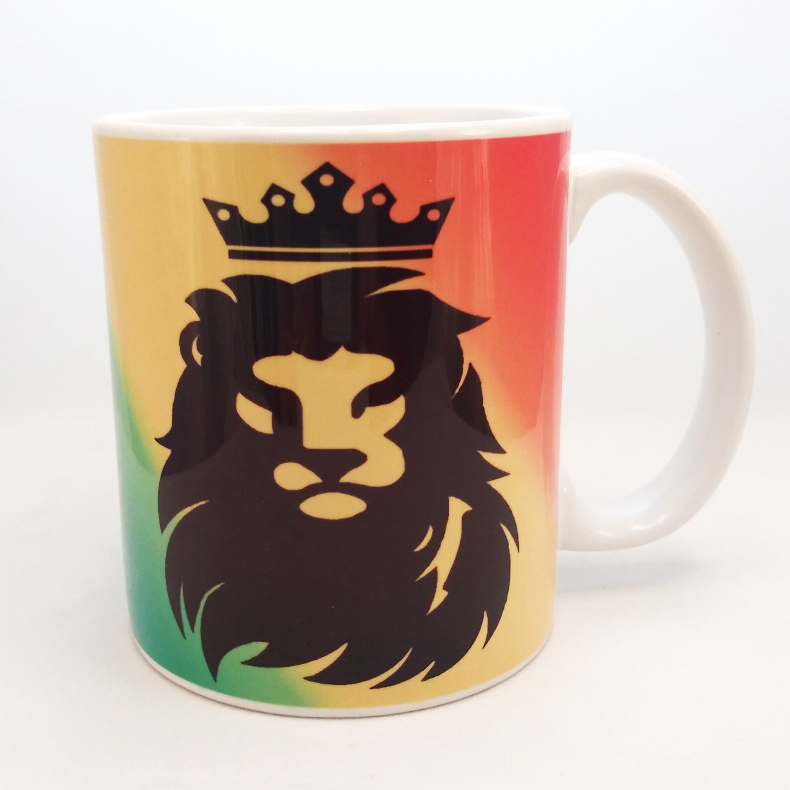 Mug Lion Black Silhouette on Rasta Colors | Etsy