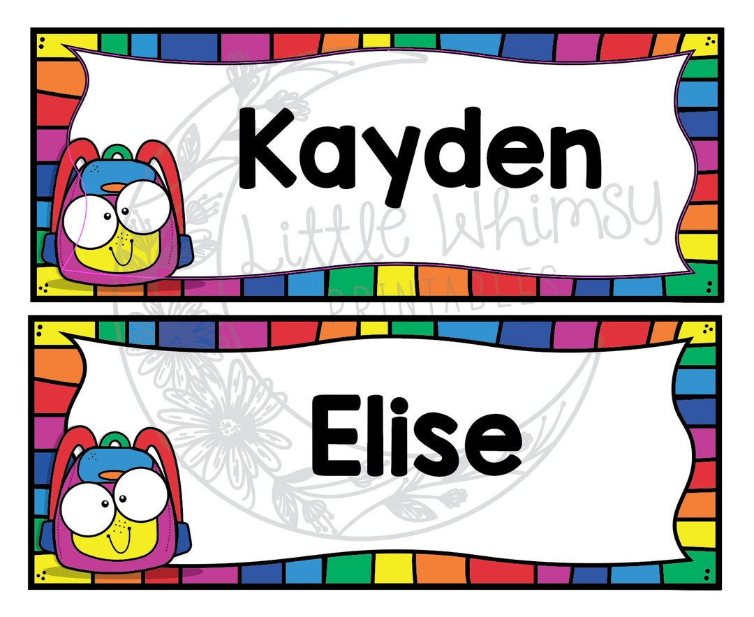 Classroom Name Tags Template Rainbow School Bag Editable - Etsy