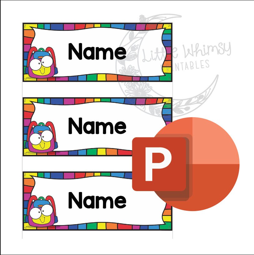 Classroom Name Tags Template Rainbow School Bag Editable - Etsy