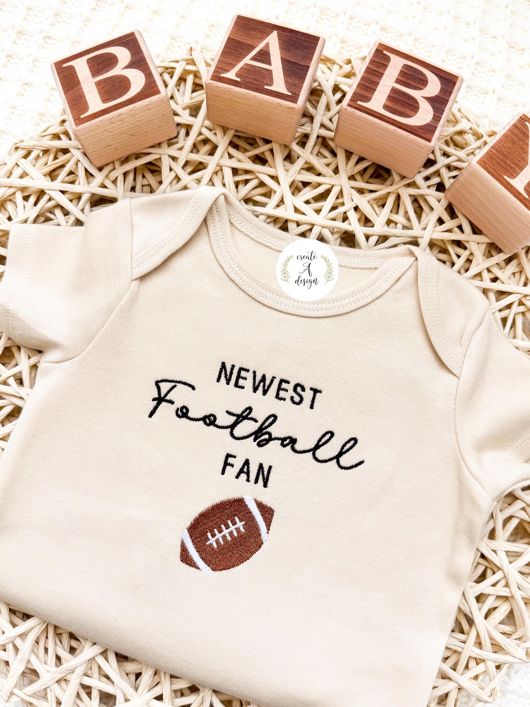 Embroidered Newest Football Fan Onesie® Football Husband Pregnancy ...