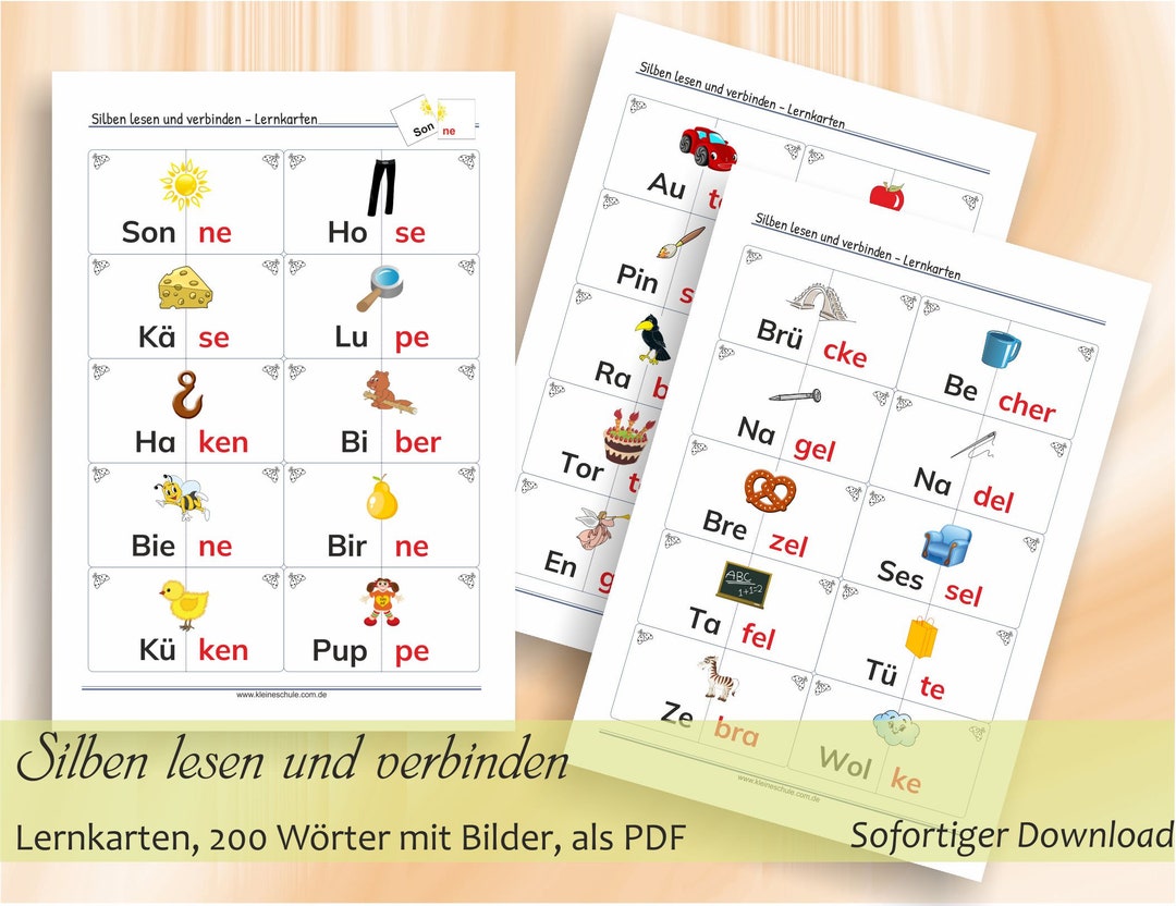 Silben lesen und verbinden - Bild- und Wortkarten zum Erstlesen | 57 ...