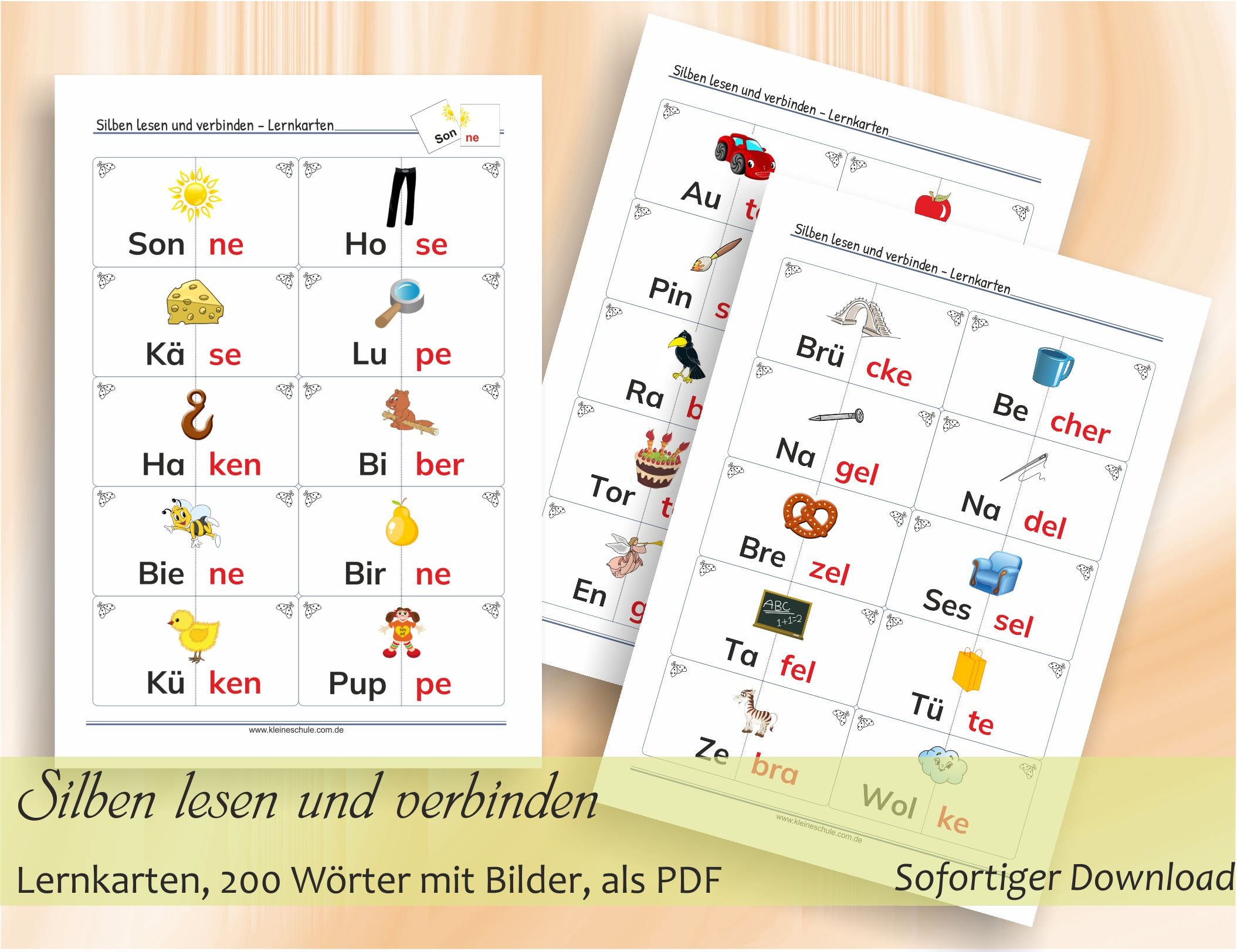 Silben lesen und verbinden - Bild- und Wortkarten zum Erstlesen | 57 ...