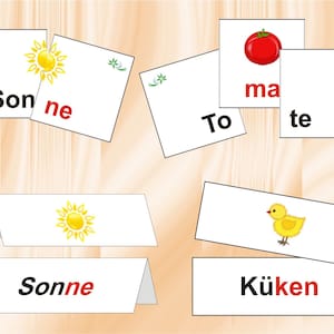Silben lesen und verbinden Bild und Wortkarten zum Erstlesen 53 ...