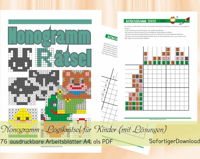 52 Printable PDF Nonograms Hanjie Puzzles for Adults Volume 4 ...