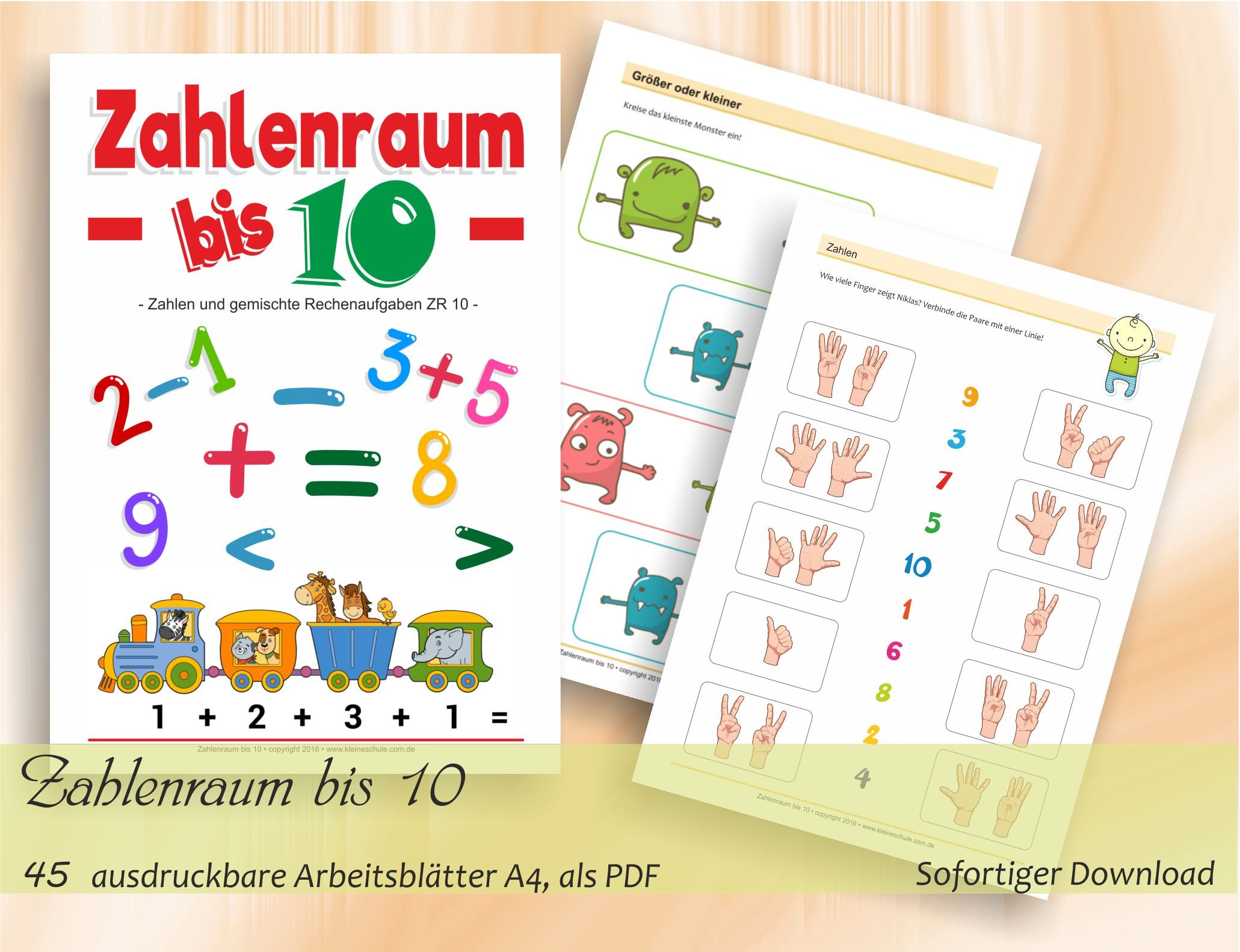 Zahlen bis 10 erkennen, schreiben, zuordnen - Kopiervorlagen mit ...