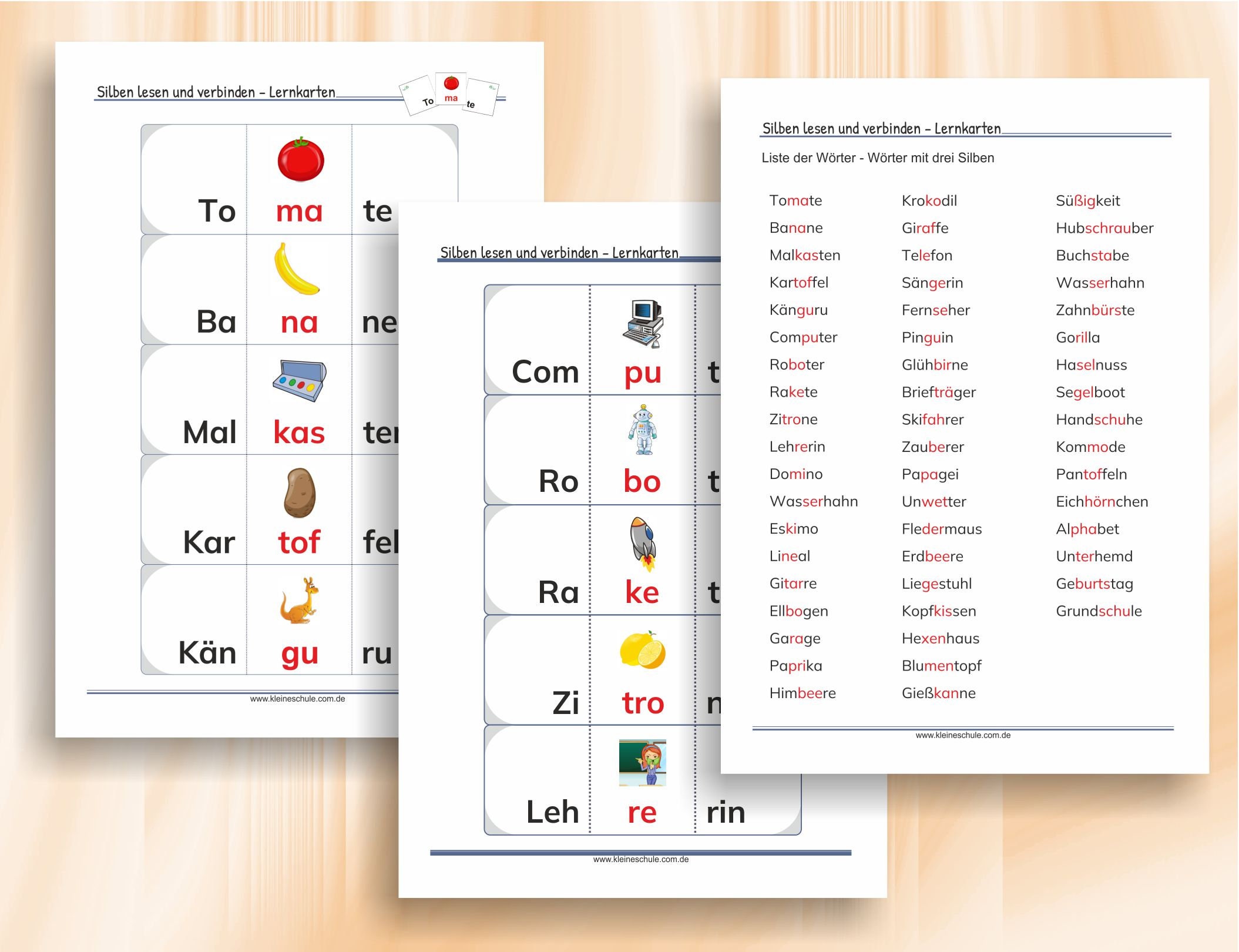 Silben lesen und verbinden - Bild- und Wortkarten zum Erstlesen | 57 ...
