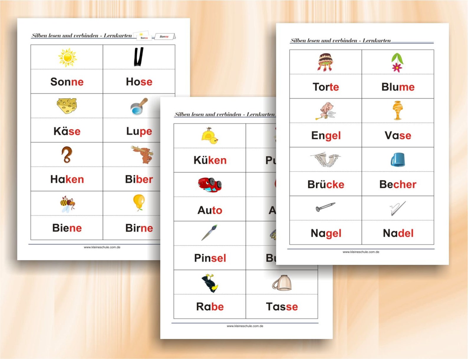 Silben lesen und verbinden Bild und Wortkarten zum Erstlesen 53 ...