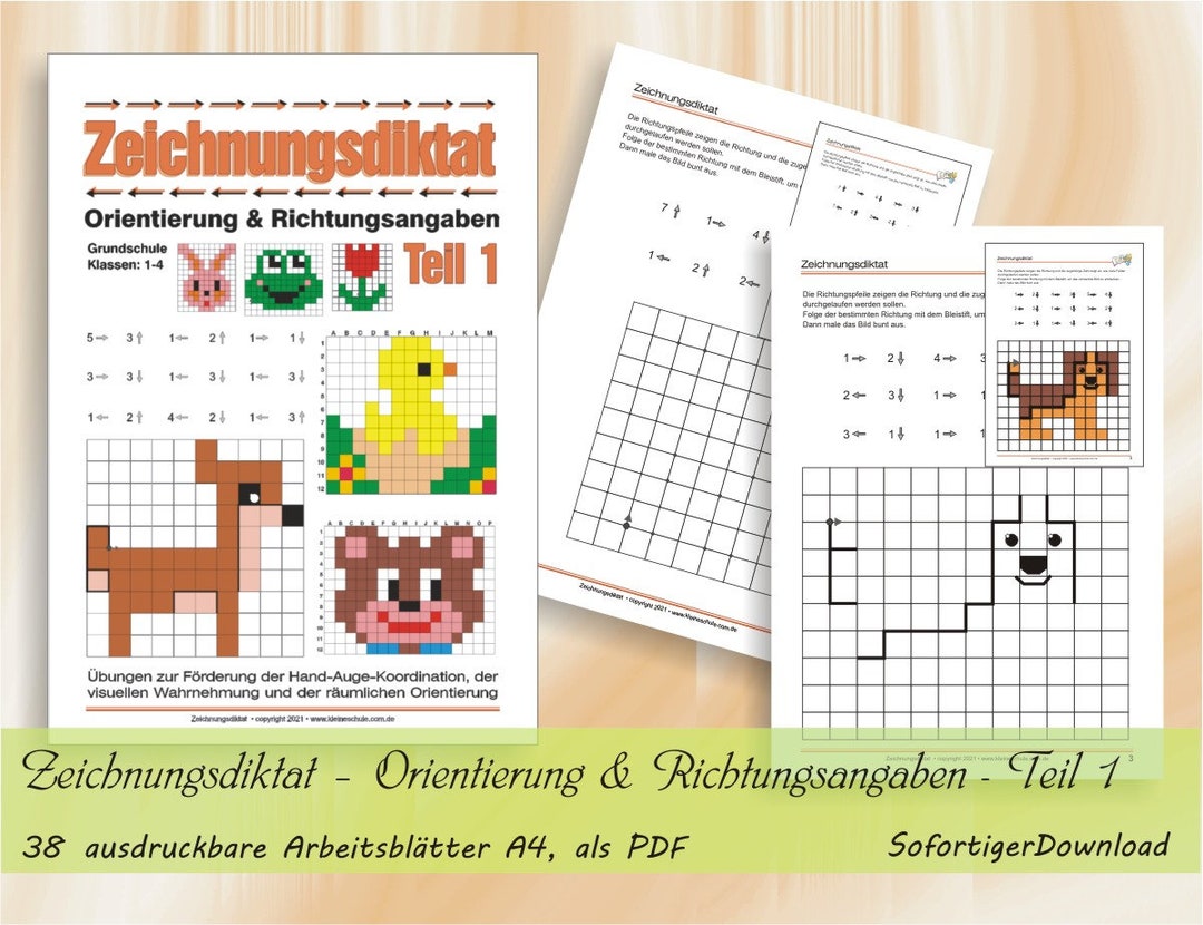 Drawing Dictation Orientation & Directions Part 1 38 Printable Pages A4 ...