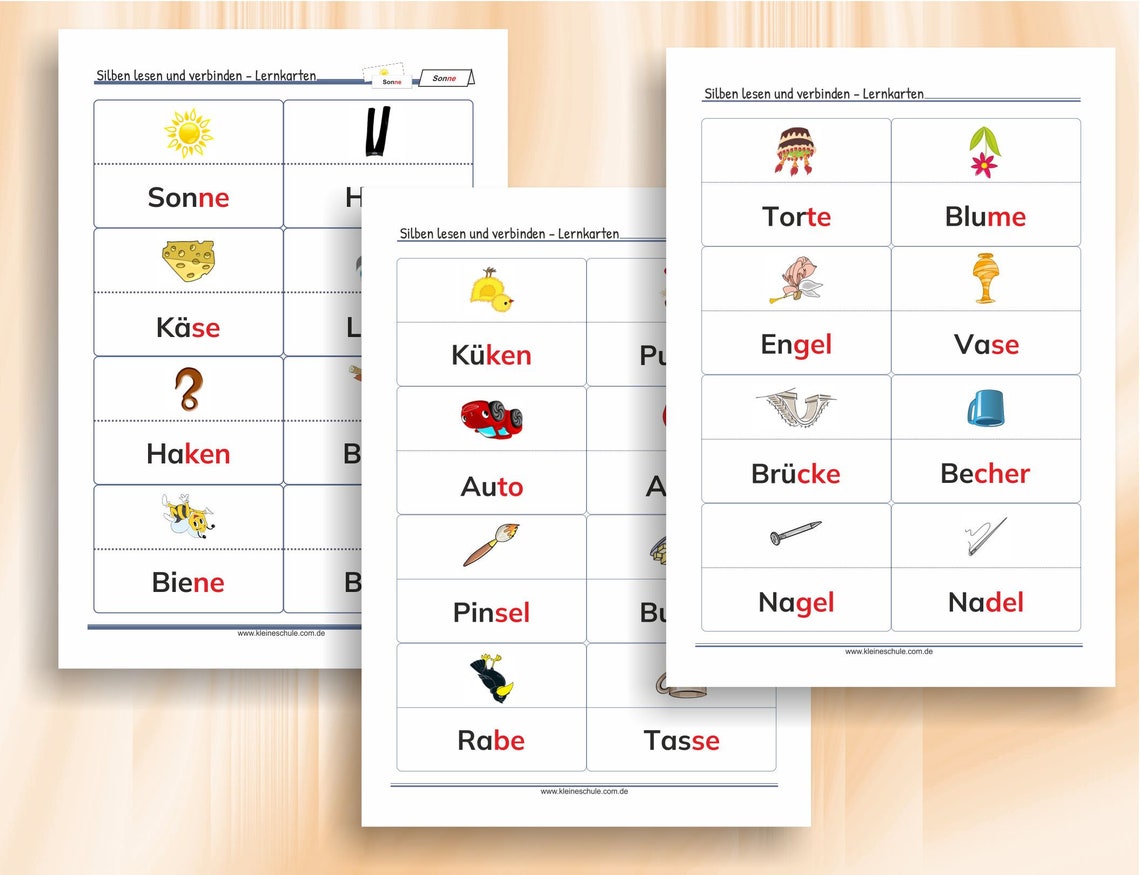 Silben lesen und verbinden - Bild- und Wortkarten zum Erstlesen | 57 ...