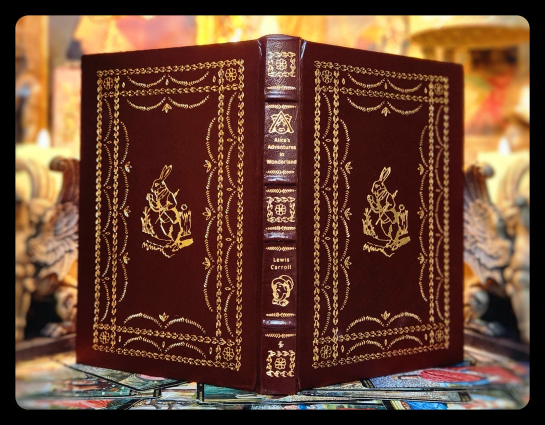 ALICE IN WONDERLAND 22K Gold Gilt Covers rare Full Leather Stunning ...