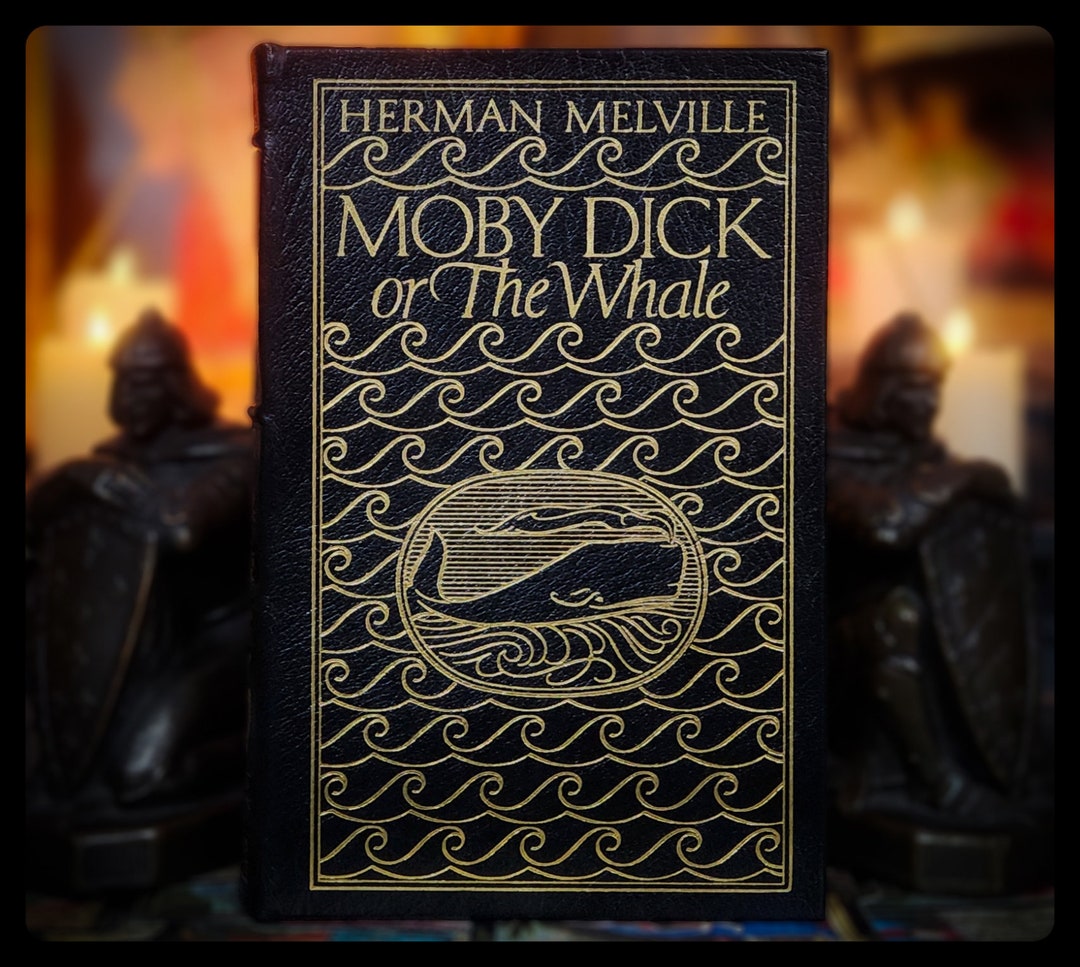 Moby Dick Book Herman Melville 22K GOLD Accented Leather Vintage Book ...