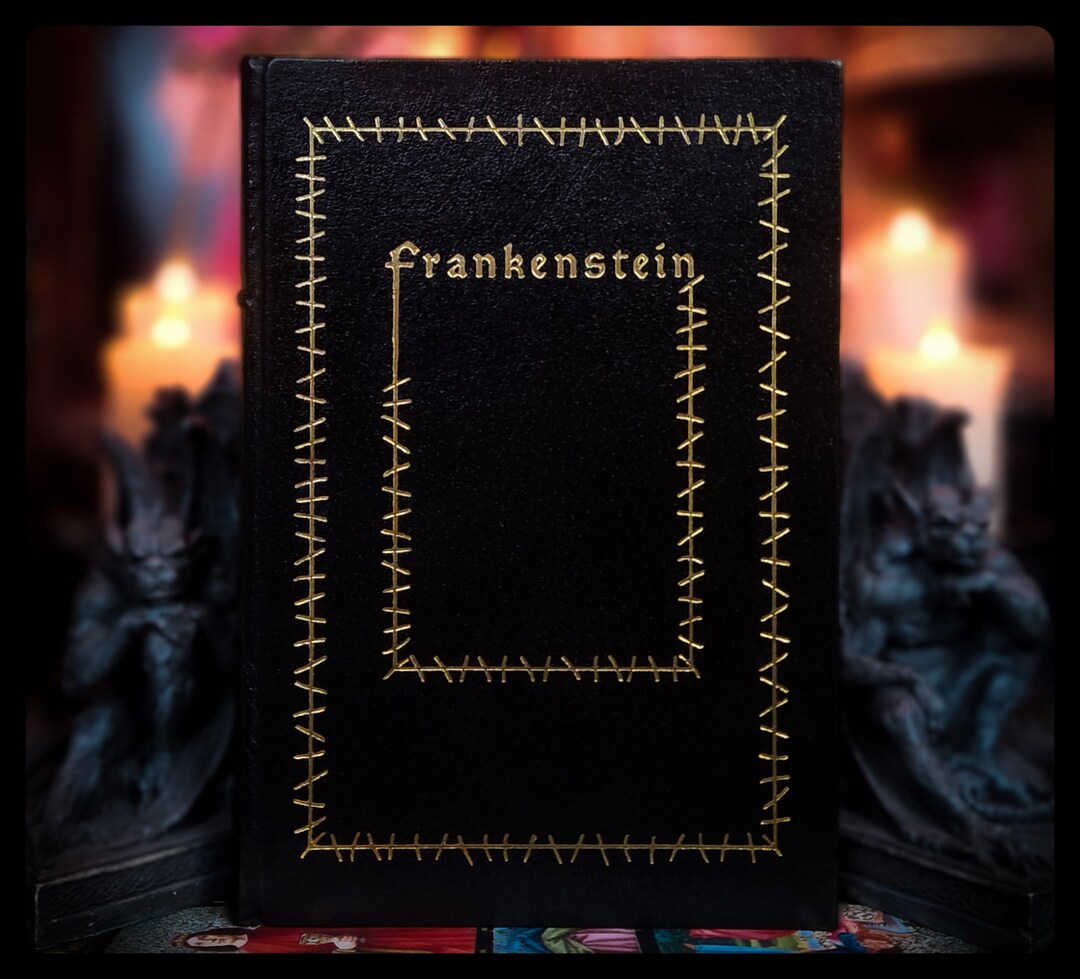 FRANKENSTEIN Book Full Leather 22K Gold Accents "rare" Gothic Horror ...