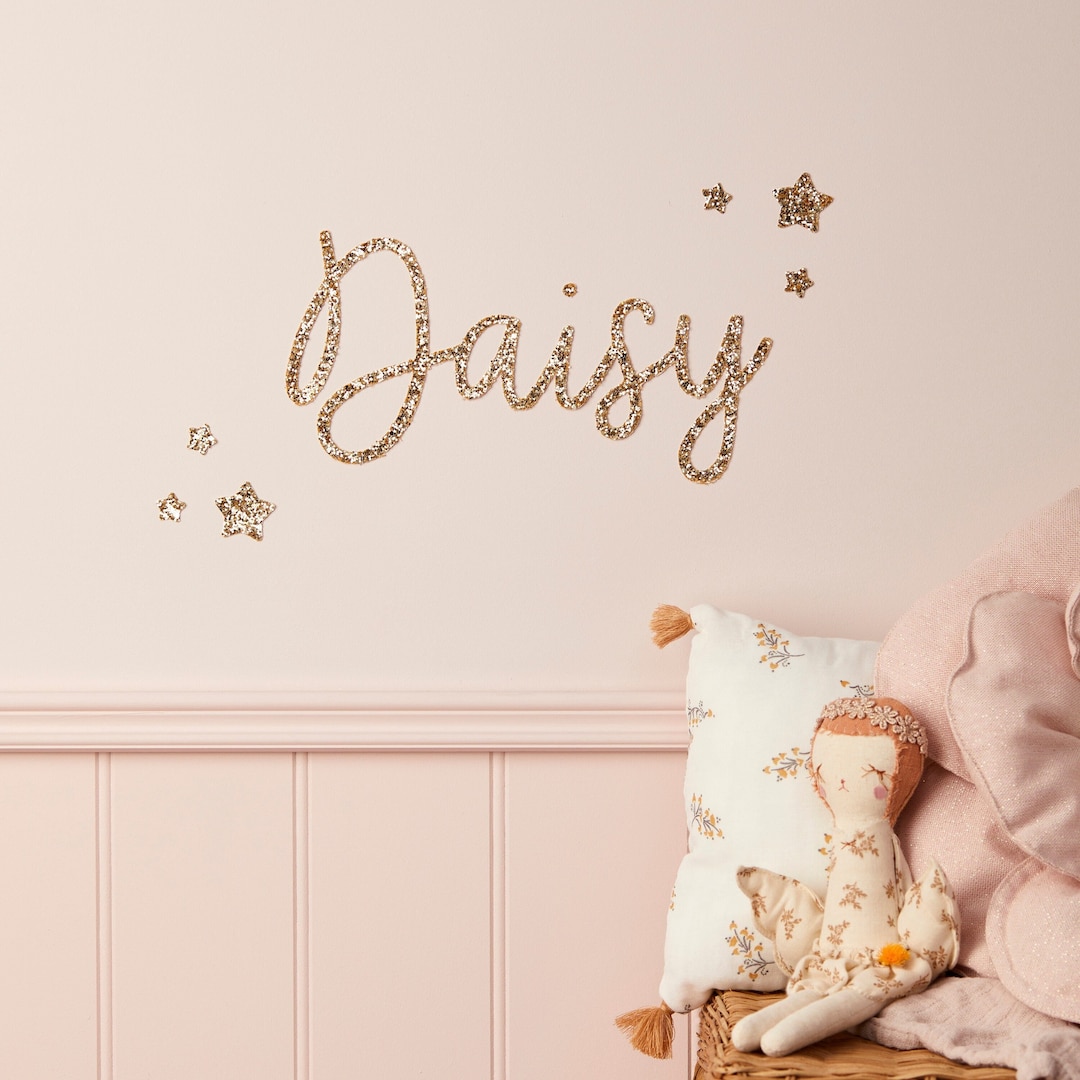 Gold Chunky Glitter Name Decal® With Stars Personalised - Etsy
