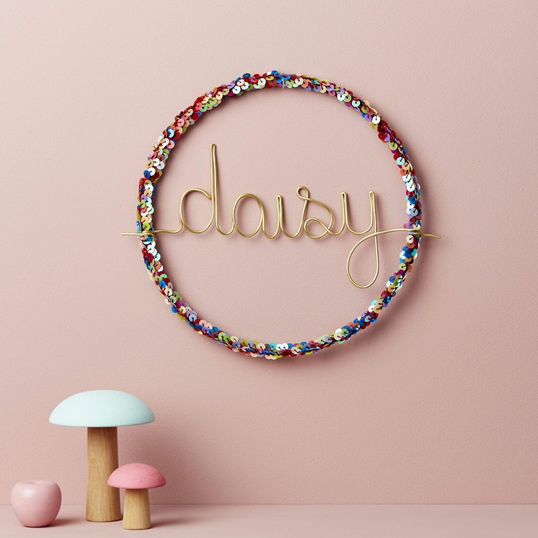 Personalised Hoop Name Sign - Rainbow Mix Glitter - Etsy
