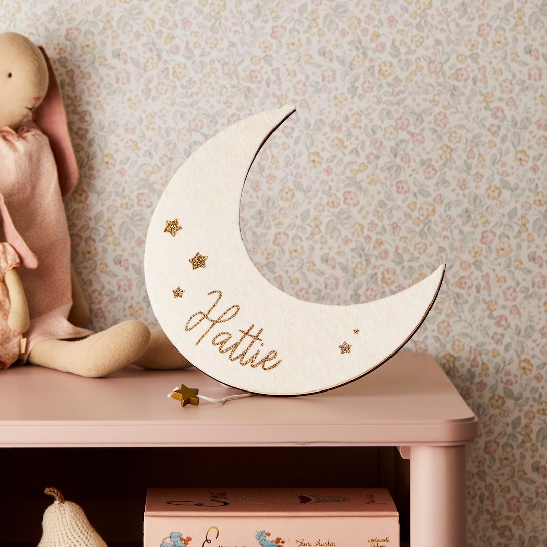 Personalised White Music Box Moon Hanging - Etsy
