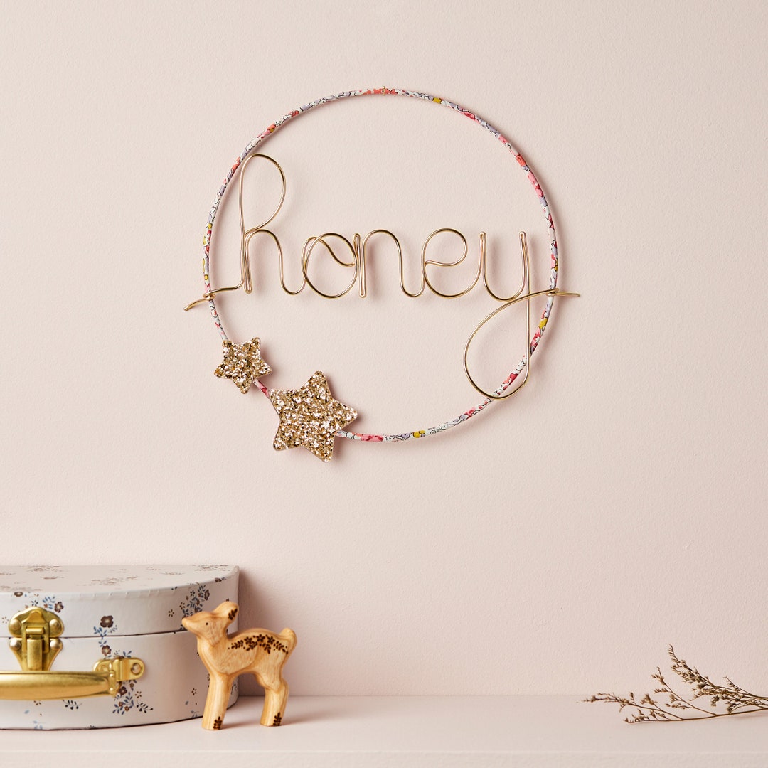 Liberty Hoop Name Sign Choose Your Print Personalised Sign Name Hanging ...