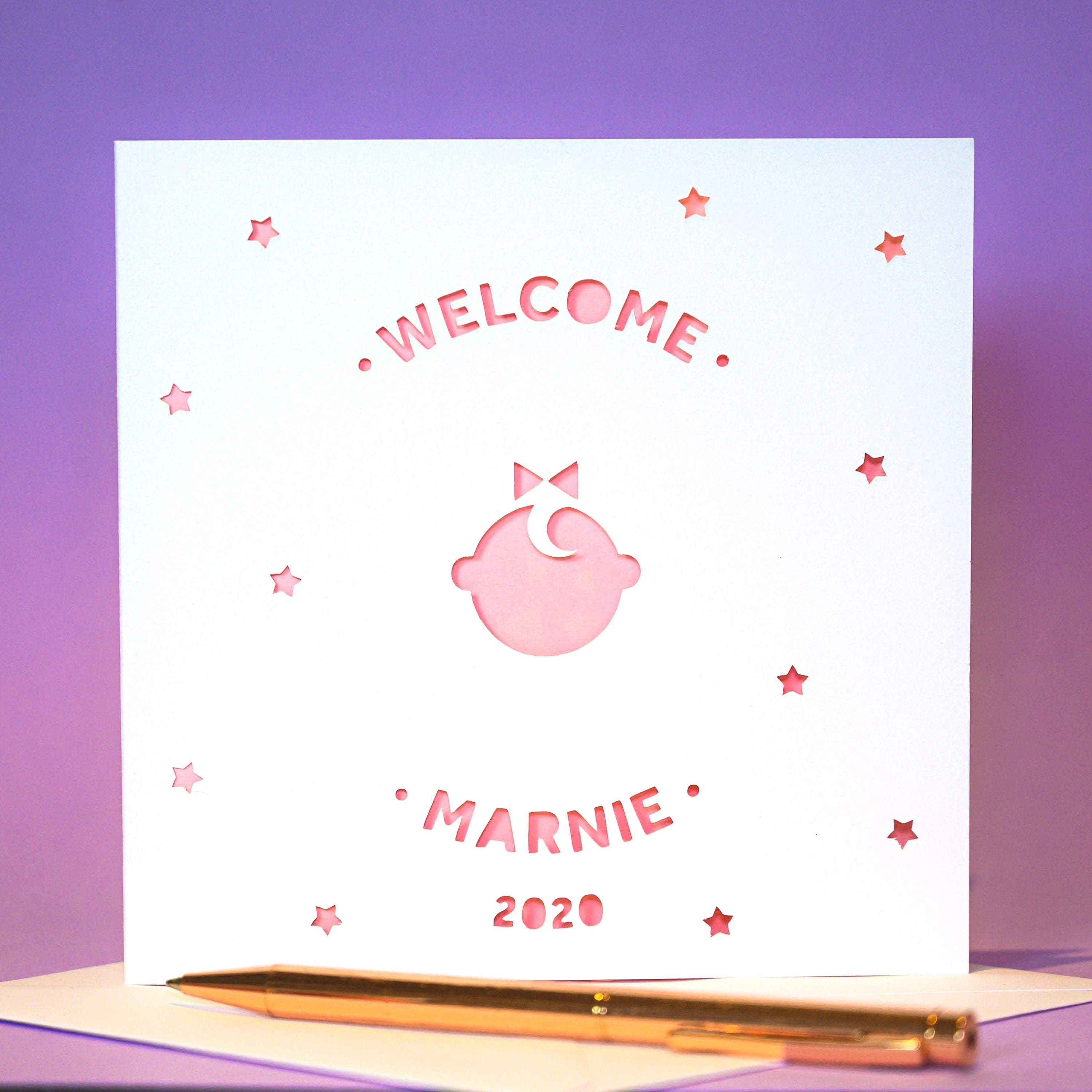 Welcome Newborn Baby Minimal Personalised Papercut Card - Etsy