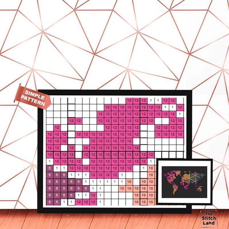 World Map Cross Stitch Pattern - Downloadable PDF - Etsy