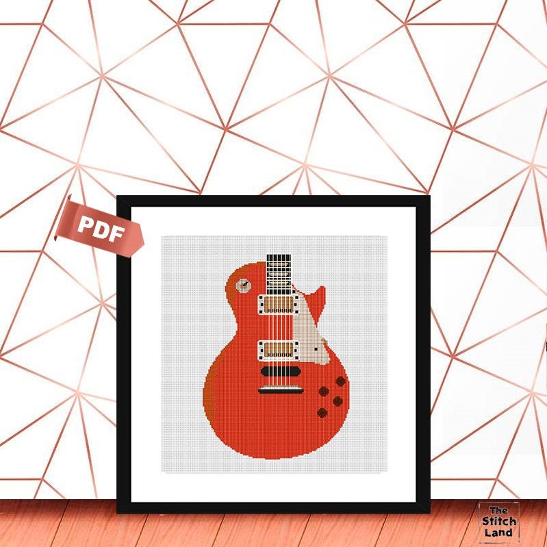Guitar Cross Stitch Pattern - Downloadable PDF - Etsy