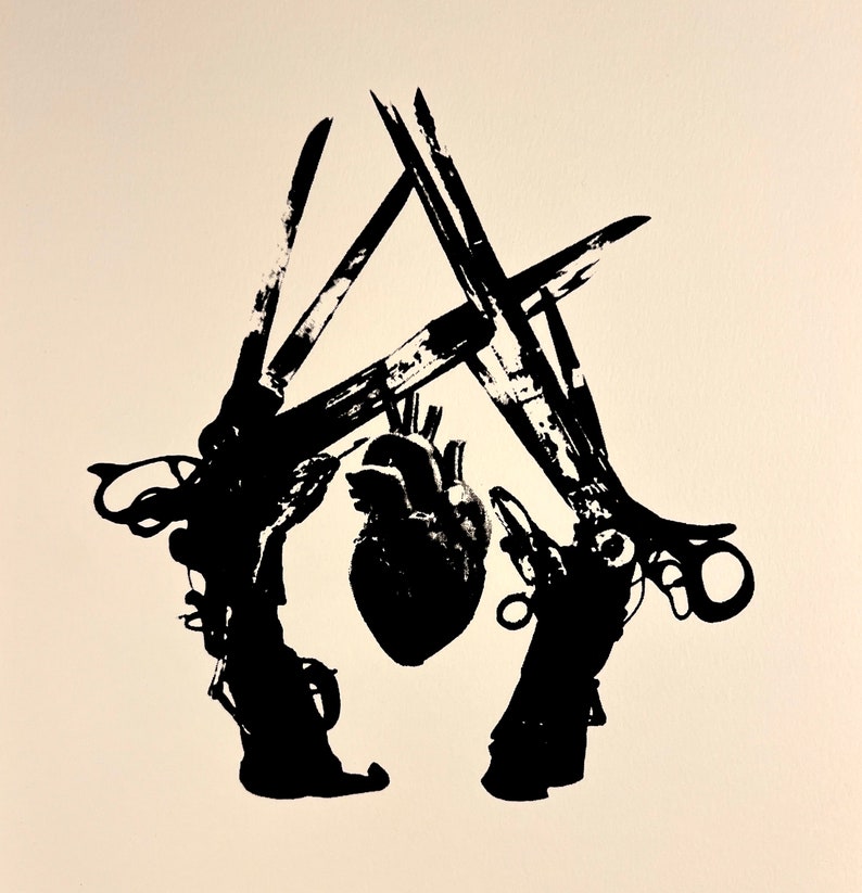 Scissorhands and Heart Serigraph Print - Etsy