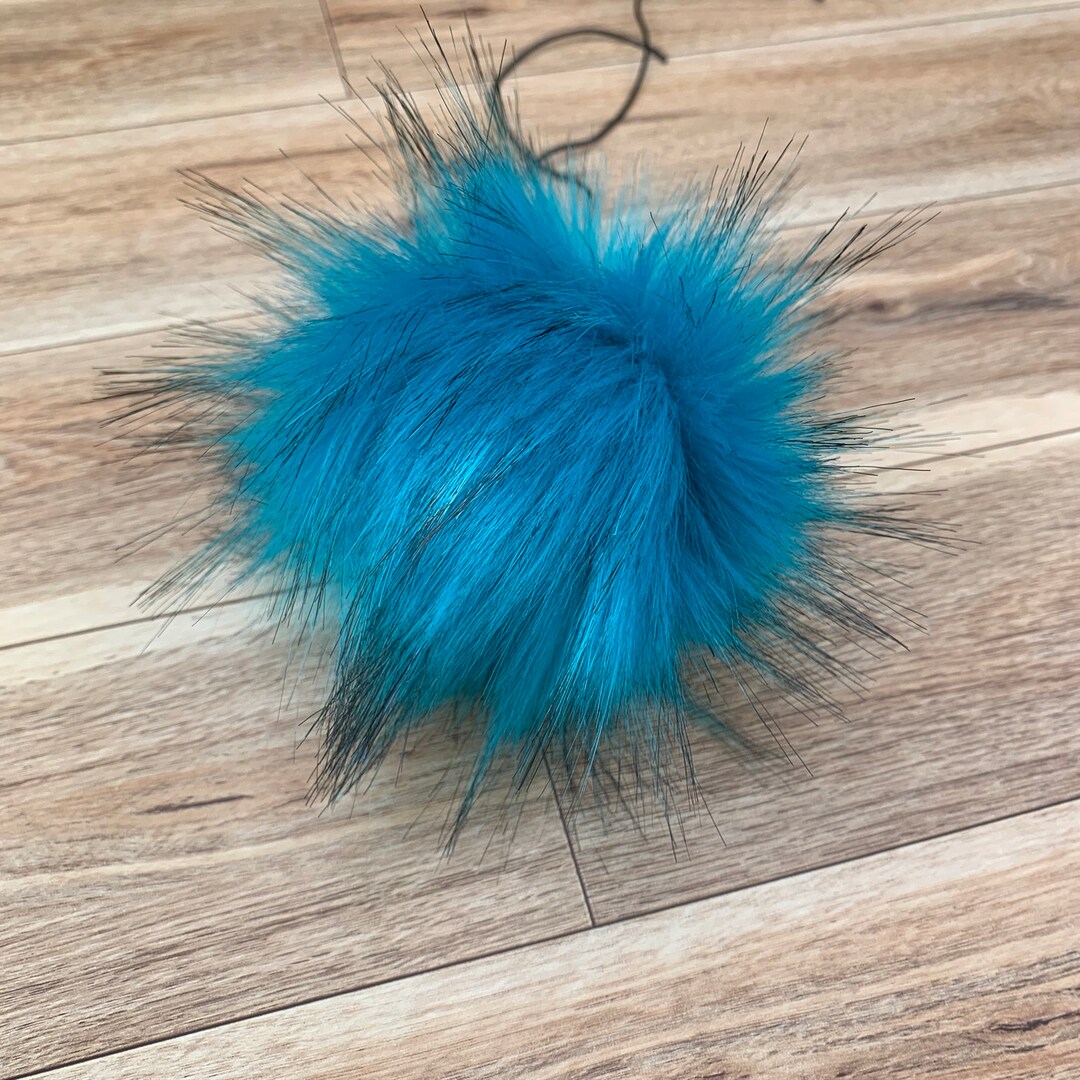 FAUX FUR POM - Azure Luxury Faux Fur Pom Pom - Blue Fake Fur Pom for ...