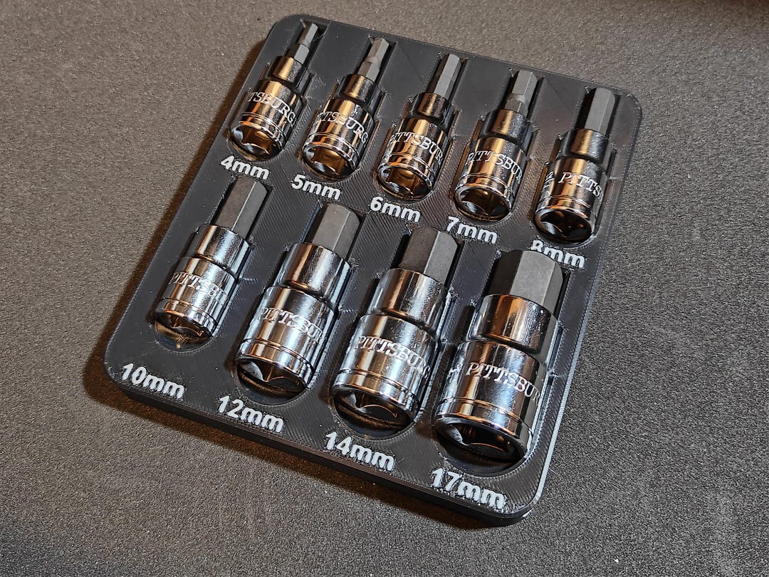 Harbor Freight Pittsburg 9 Piece Hex Socket Storage Tray (metric or SAE ...