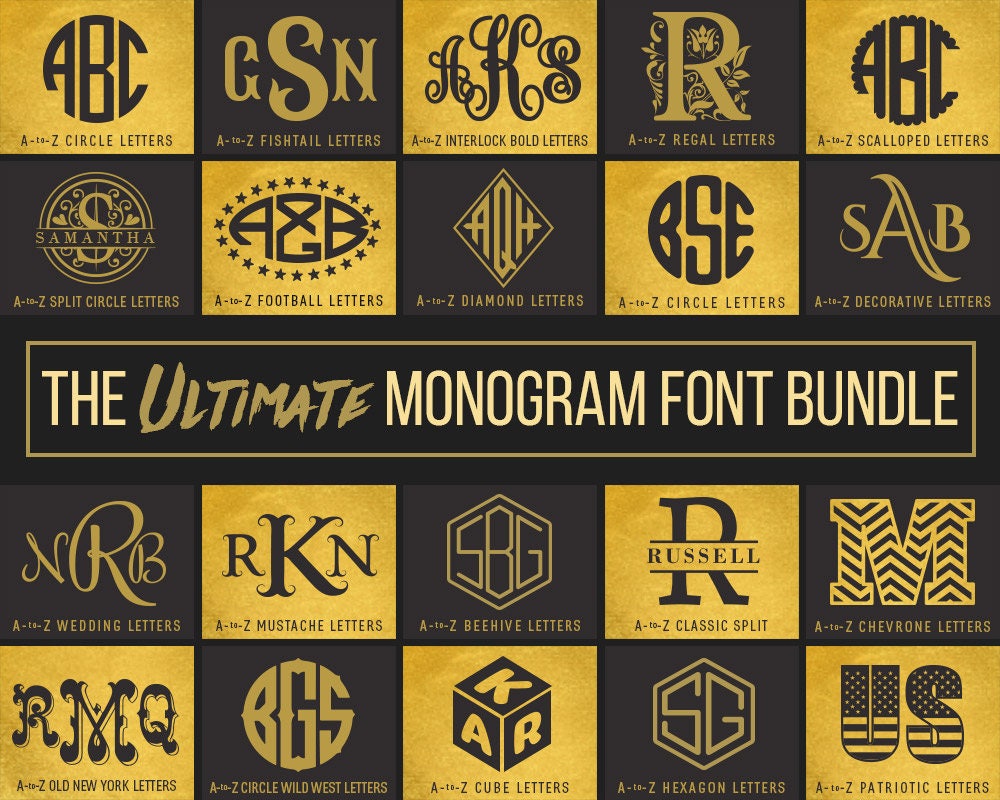 Monogram Fonts SVG Font Bundle Svg Files For Cricut Svg | Etsy