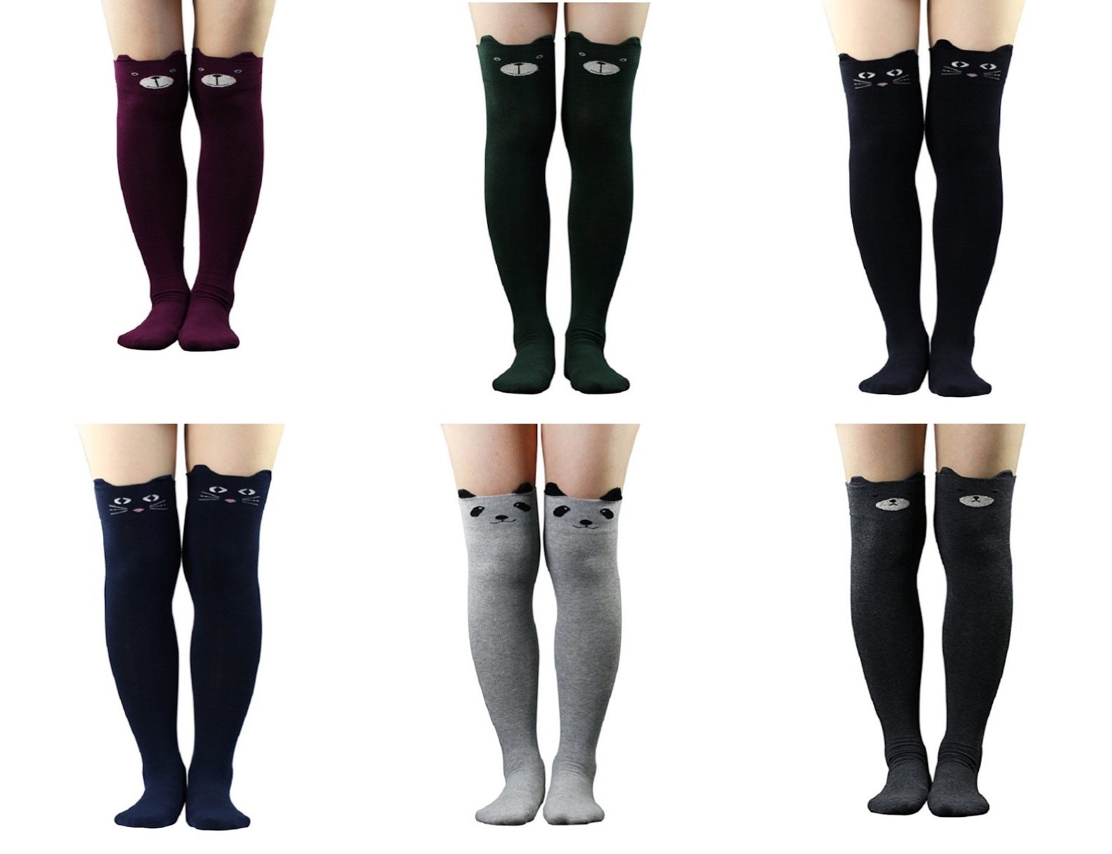 Womens Knee High Socks Girls Cat Bear Cartoon Long Stockings - Etsy UK