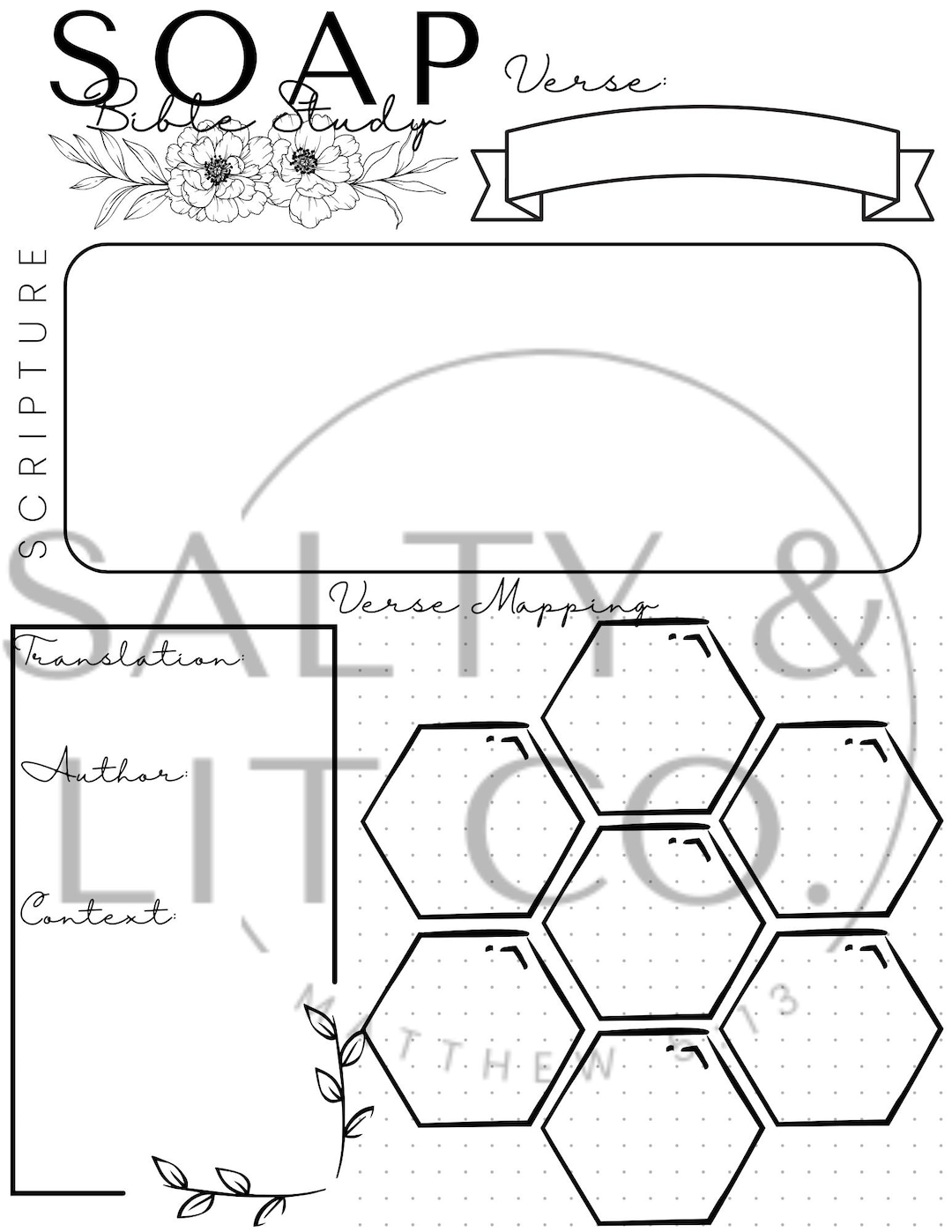 SOAP & Verse Mapping Bible Study Worksheet DIGITAL - Etsy