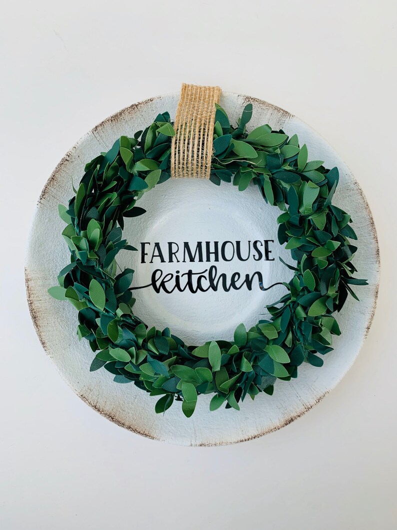 Farmhouse Kitchen Plate Decor, Rustic Wreath Accent - Etsy