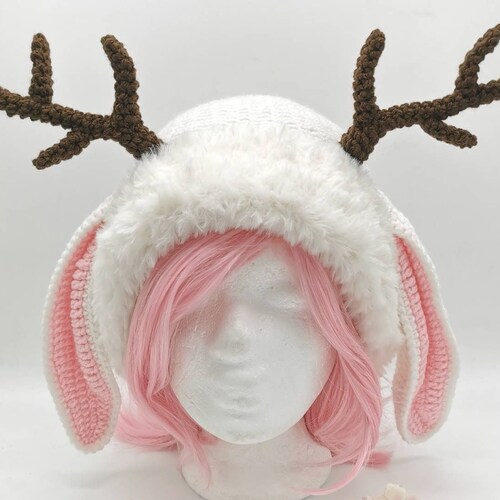 Jackalope Hat Cryptid Beanie Bunny With Antlers Cap | Etsy