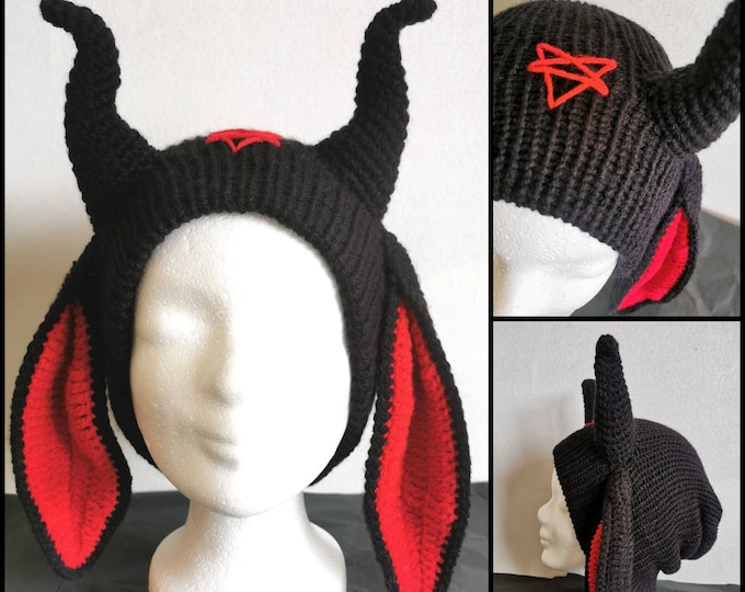 Long Ear Goat Goth Hat Gothic Clothing Baphomet Beanie Goth - Etsy