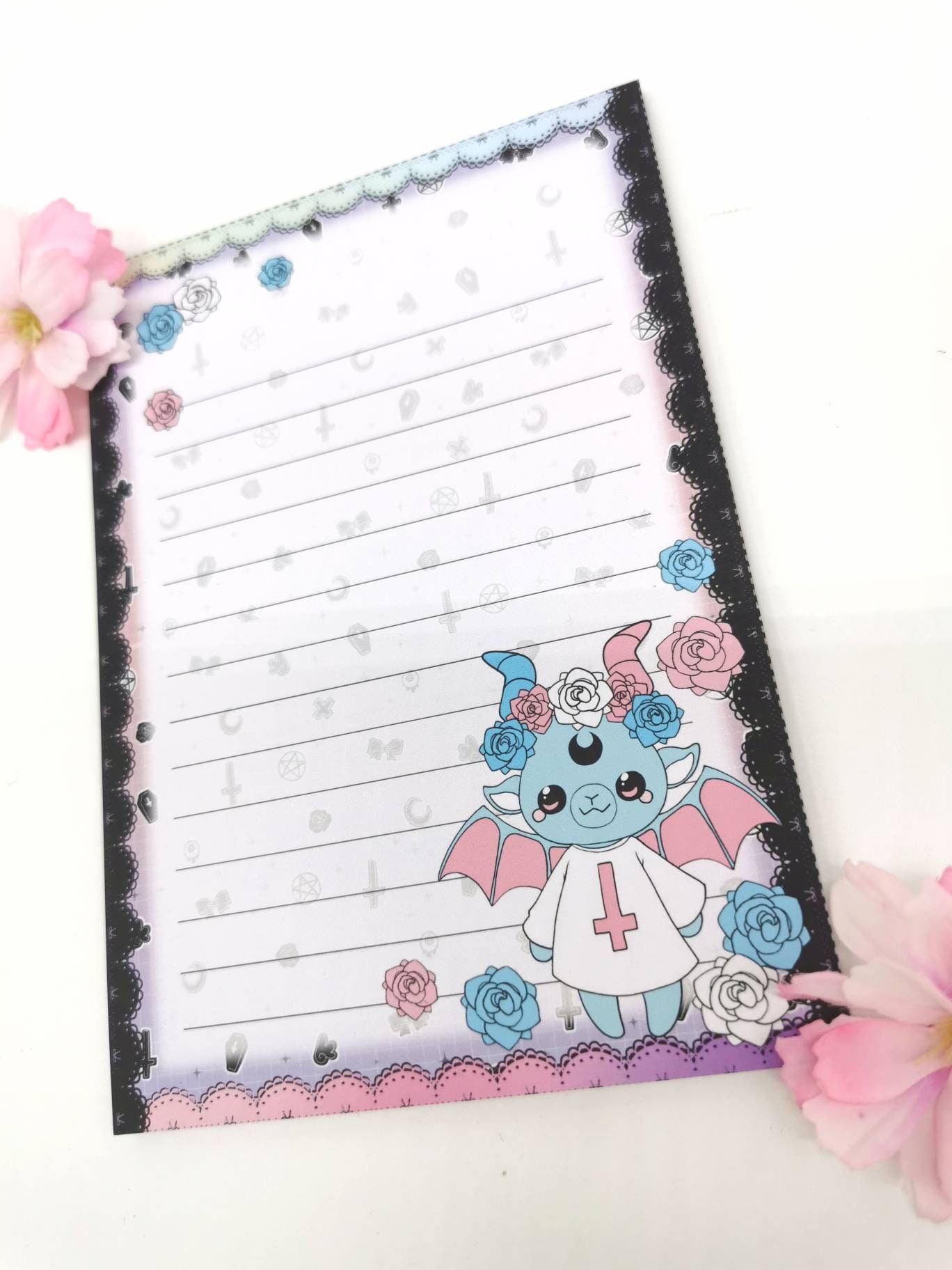 Pastel Goth Baphomet Notepad Lines A6 Gothic Collegeblock - Etsy