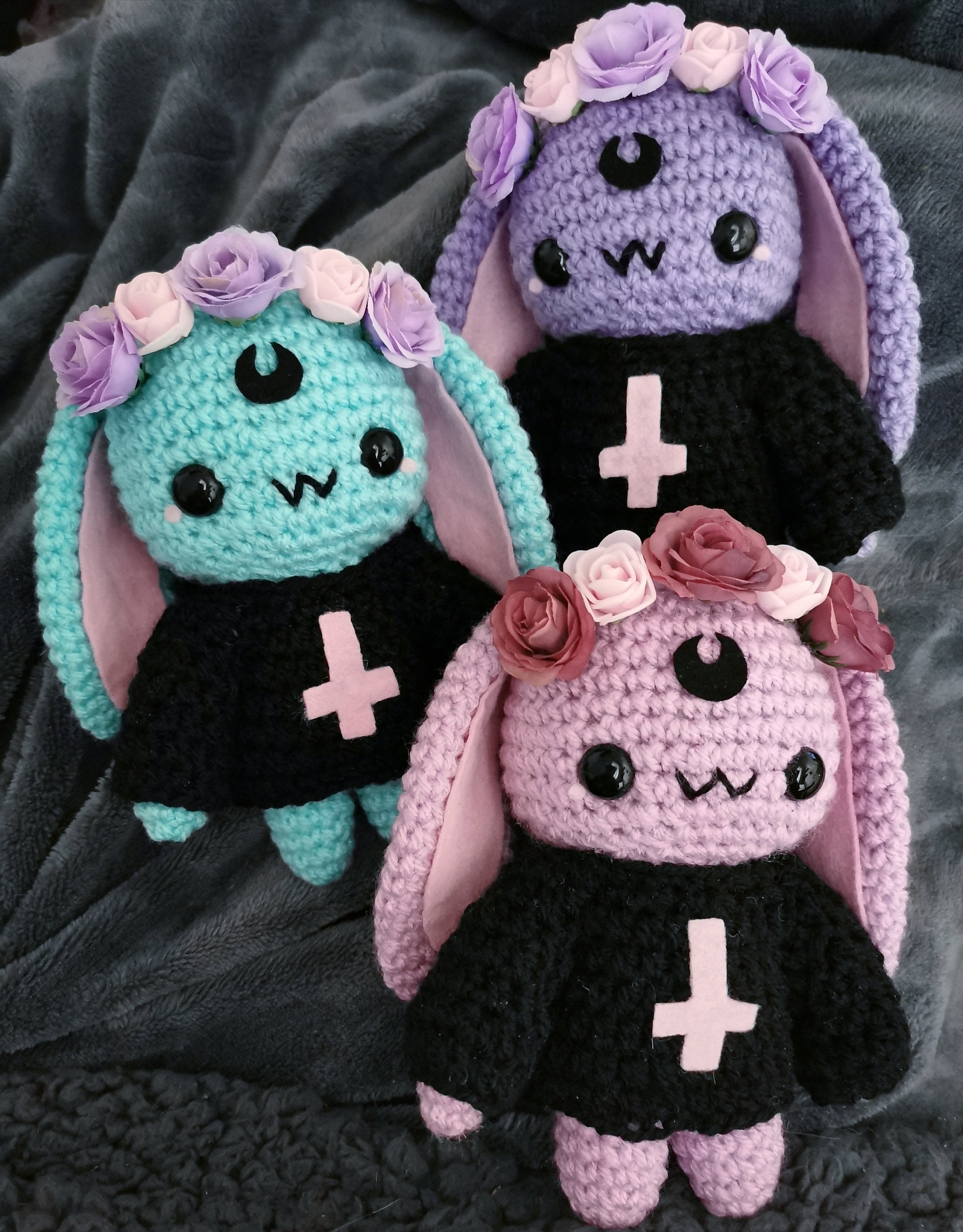 Pastel Goth Bunny Crochet Pattern, Goth Plush, Cute Rabbit Pattern ...