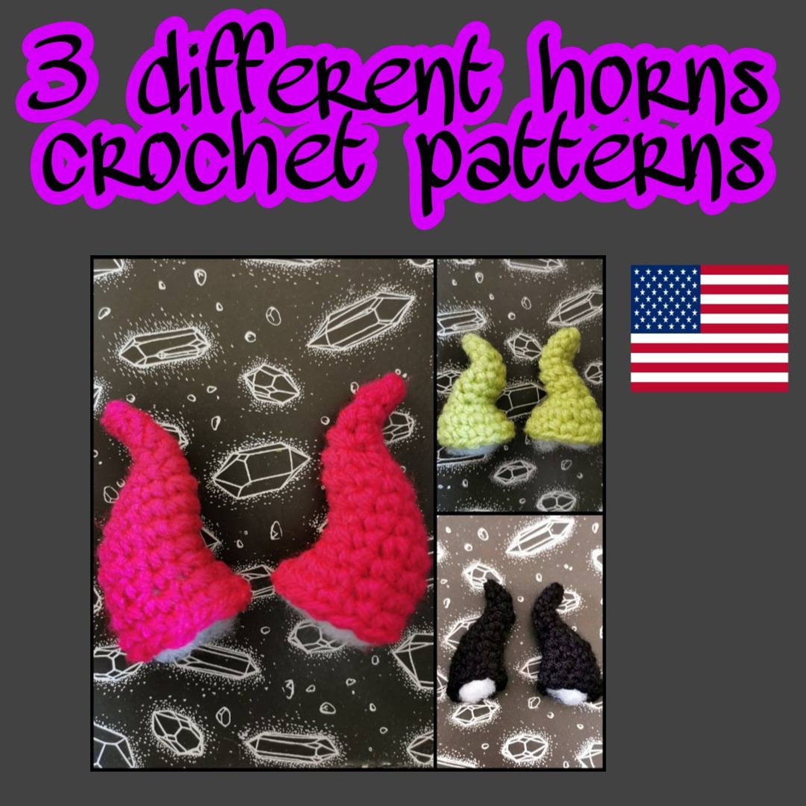 3 Different Horns Crochet Patterns, PDF Crochet Pattern, Amigurumi ...
