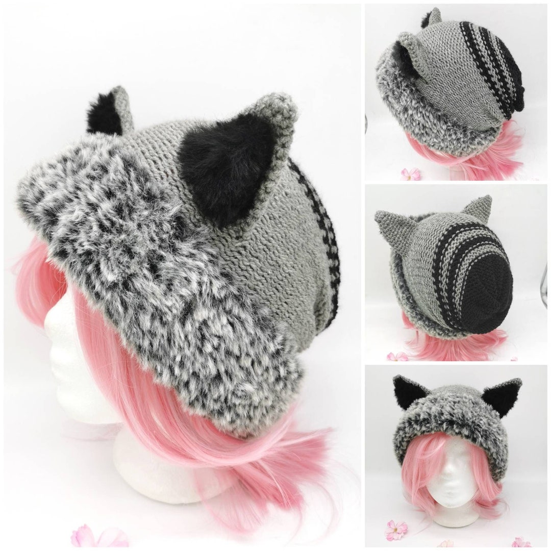 Fluffy Raccoon Beanie, Lolita Accessoires, Cute Cosplay, Furry Hat, Hat ...