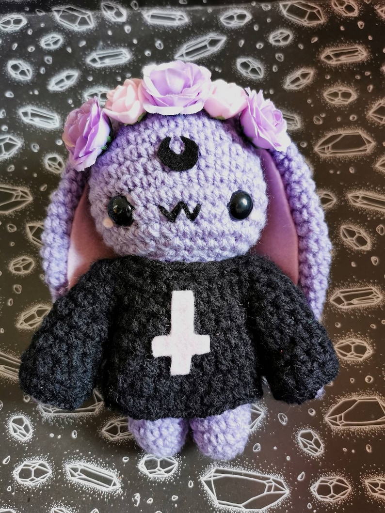 Pastel Goth Bunny Crochet Pattern, Goth Plush, Cute Rabbit Pattern ...