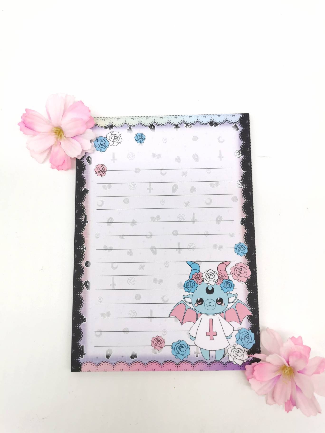 Pastel Goth Baphomet Notepad Lines A6 Gothic Collegeblock - Etsy