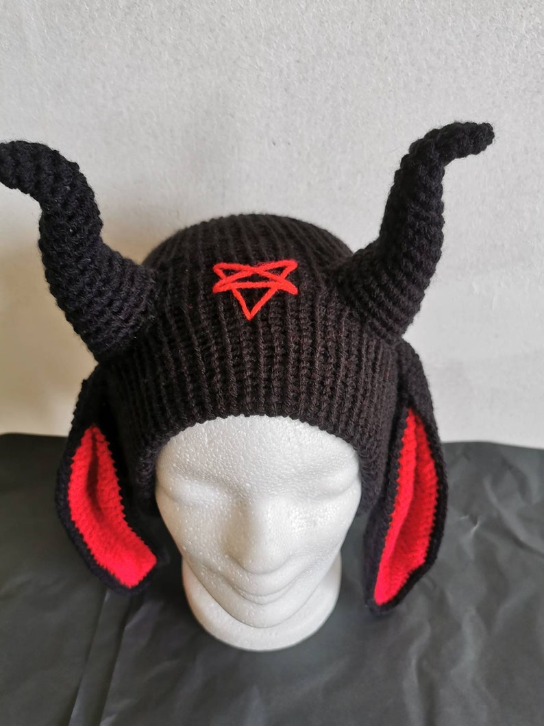 Long Ear Goat Goth Hat Gothic Clothing Baphomet Beanie Goth - Etsy