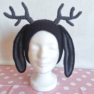 Jackalope Hat, Cryptid Beanie, Bunny With Antlers Cap, Halloween - Etsy