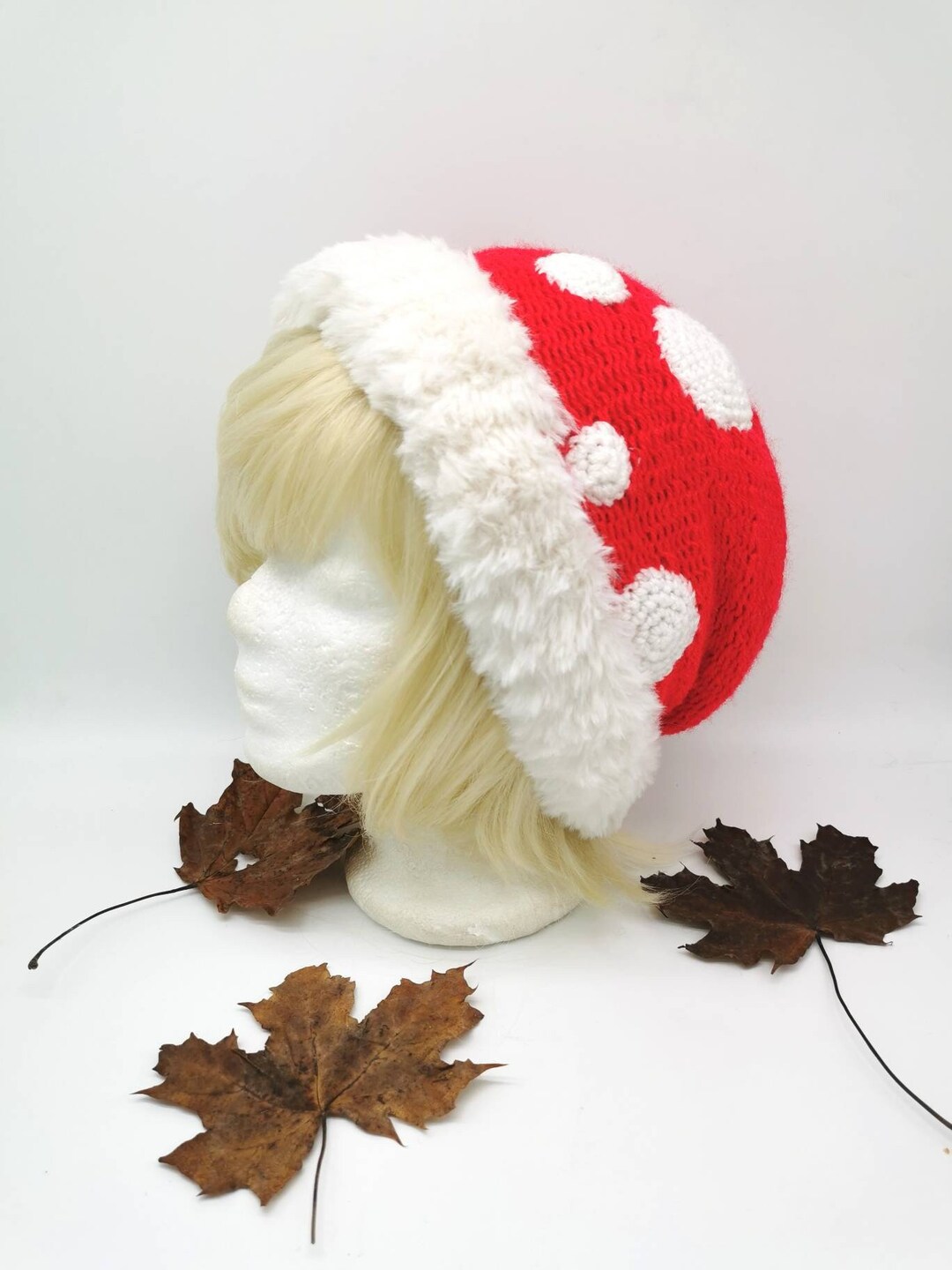 Mushroom Beanie, Toadstool, Fly Agaric Hat, Cottage Core, Witchcraft, Kawaii Beanie, Poisonous ...