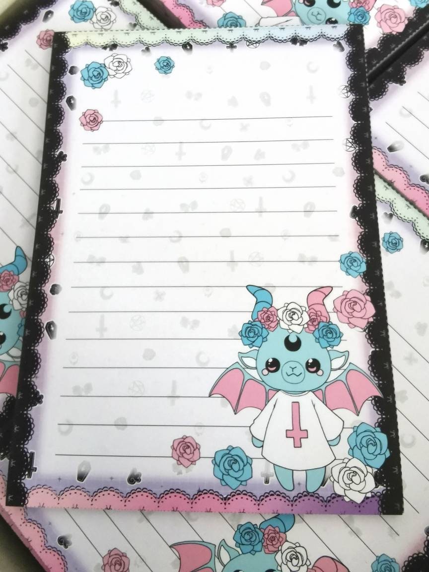 Pastel Goth Baphomet Notepad Lines A6 Gothic Collegeblock - Etsy